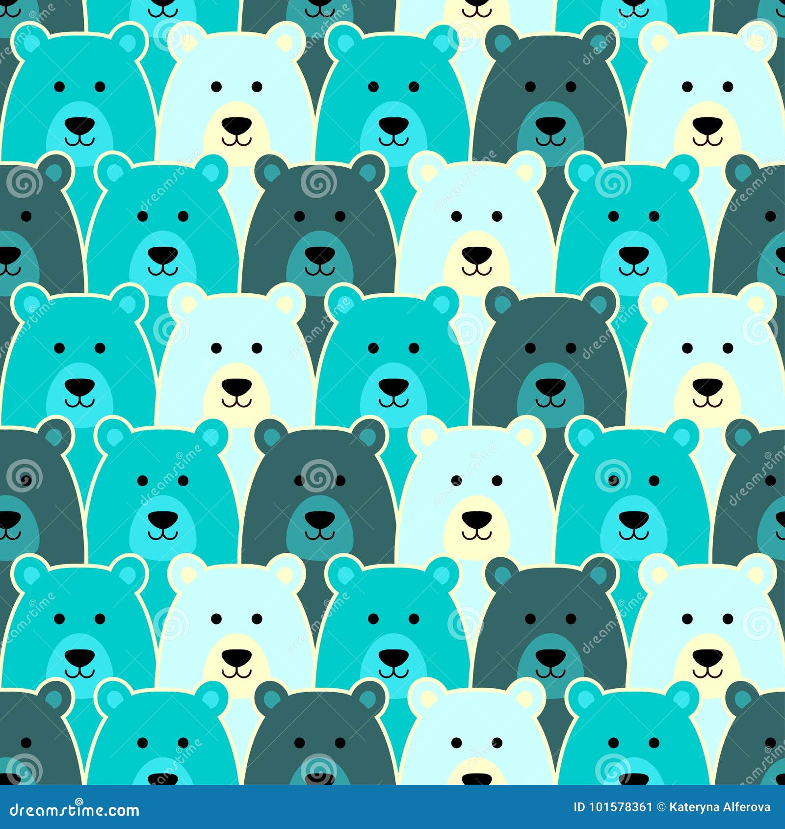 Seamless Pattern with Polar Bear Stock Vector - Illustration of cute ...