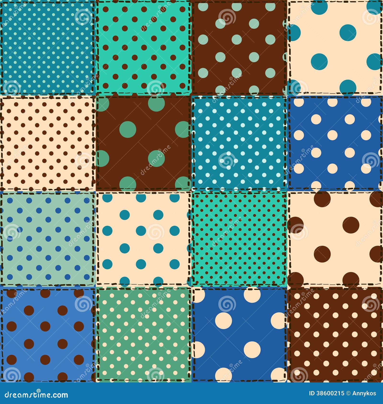Seamless Pattern of Polka Dot Patchworks Stock Vector - Illustration of ...