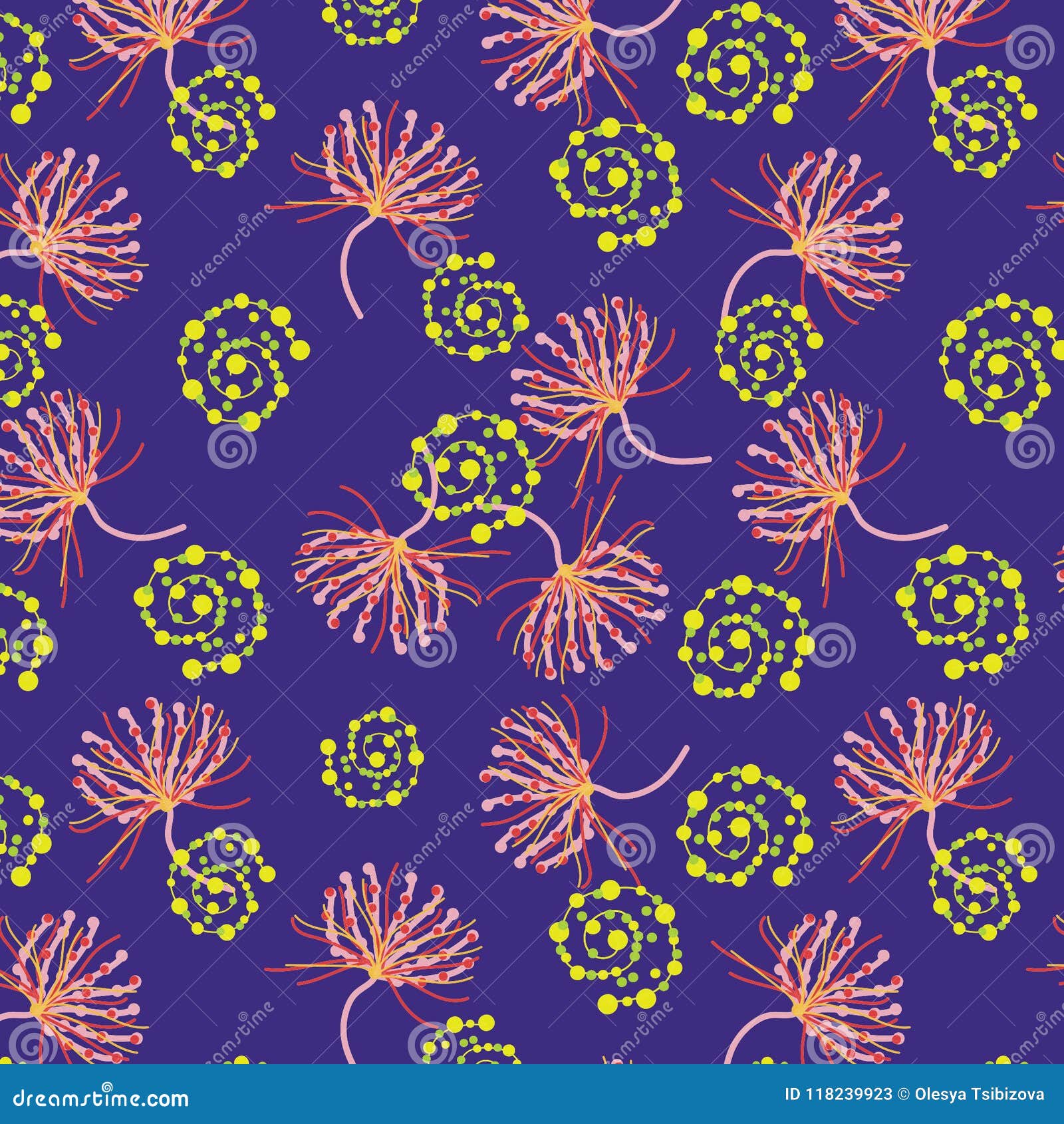 Seamless Pattern from Pollen on a Dark Background. Stock Vector ...
