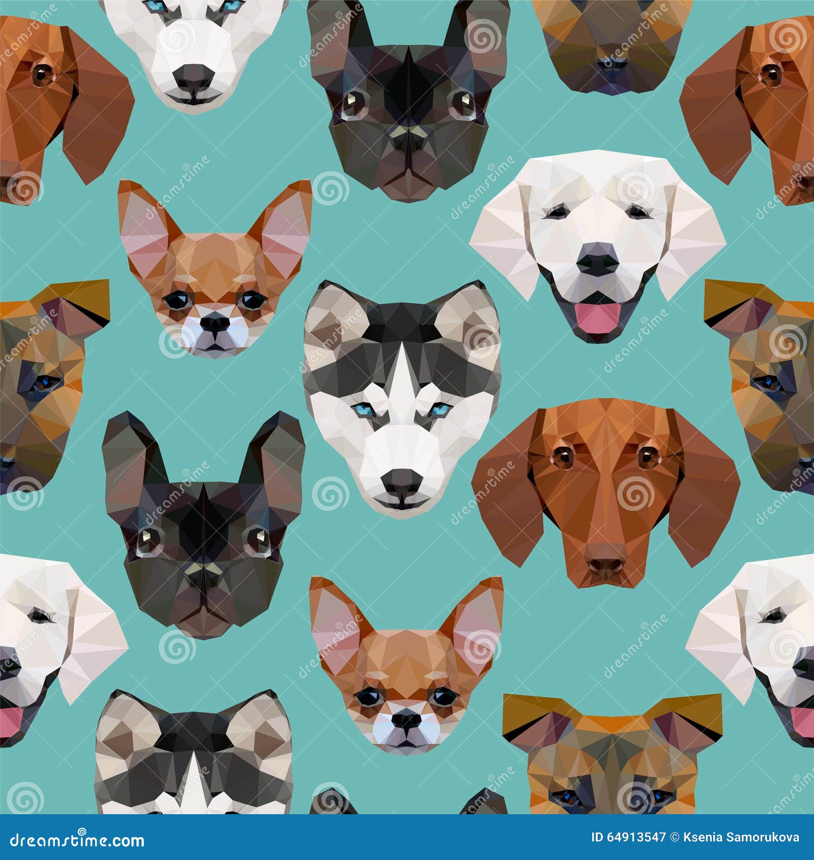 Seamless Pattern - Polygonal Dogs Stock Vector - Illustration of ...