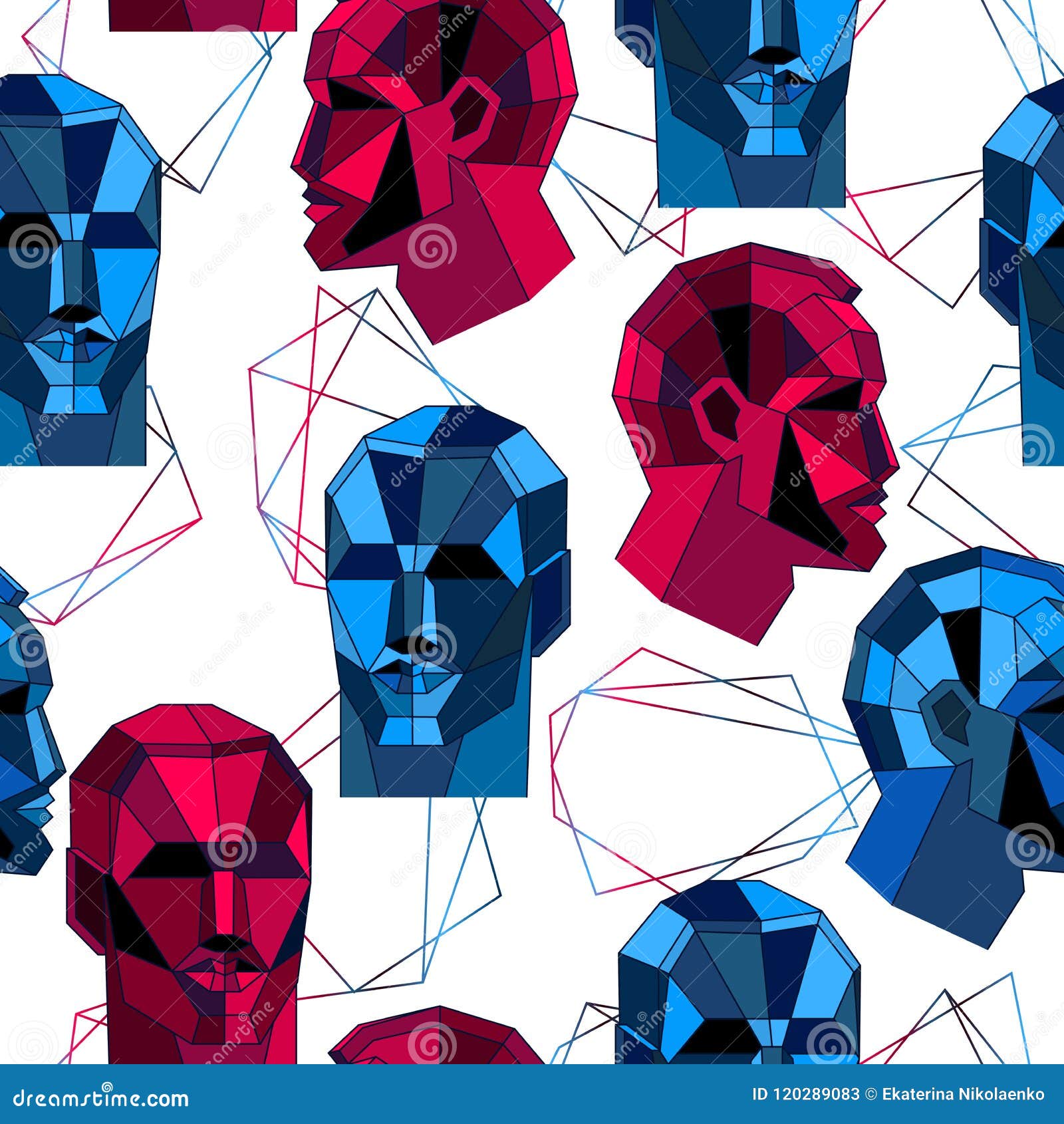 Seamless Pattern with Polygonal Human Face and Shapes. Abstract ...
