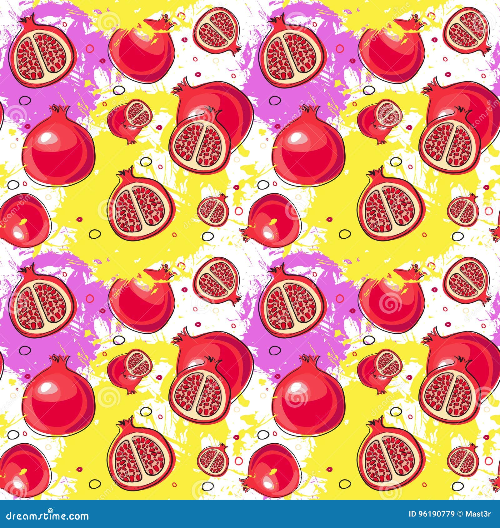 Seamless Pattern Pomegranate Fruits Summer Ornament Background Stock Vector - Illustration of ...