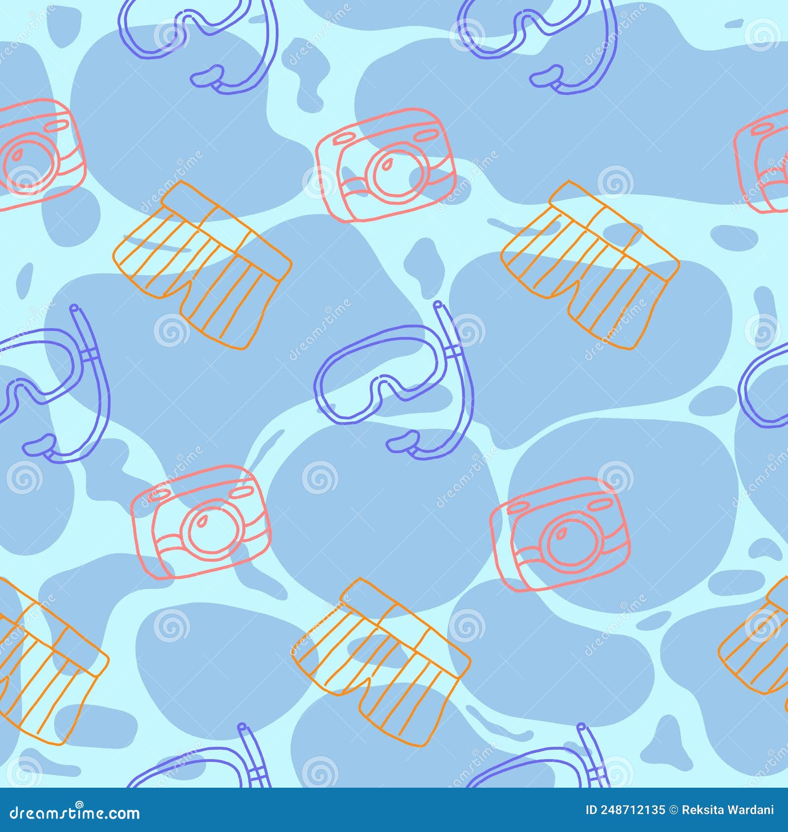 Seamless Pattern of Pool with Summer Hand-drawn Element Stock Vector ...