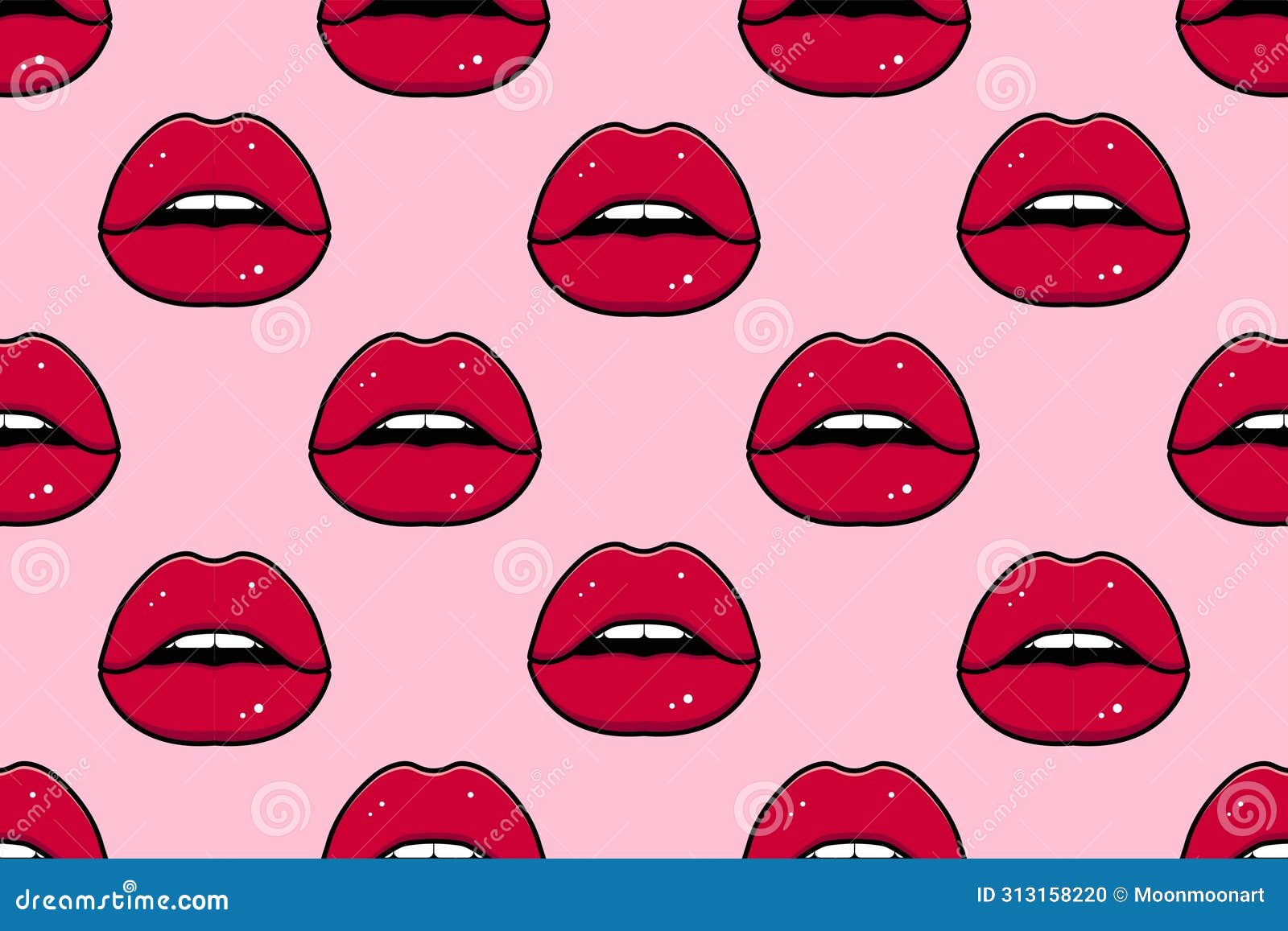 Seamless Pattern. Pop Art, Red Lips. Half-open Mouth Stock Vector ...