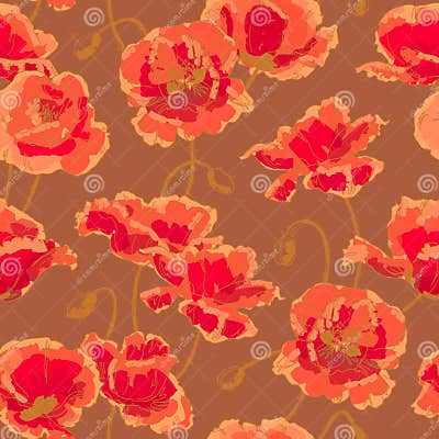 Seamless Pattern with Poppy Stock Vector - Illustration of composition ...