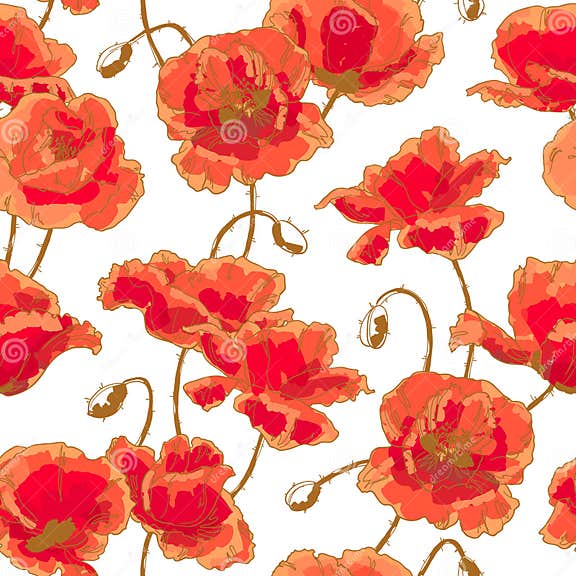 Seamless Pattern with Poppy Stock Vector - Illustration of nature ...