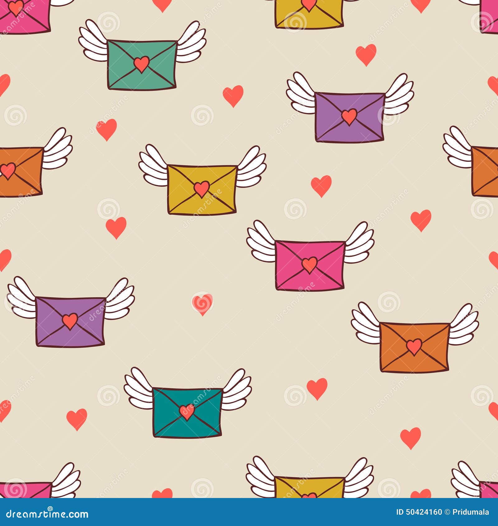 Seamless Pattern with Post Letters. Love Mail Stock Vector ...