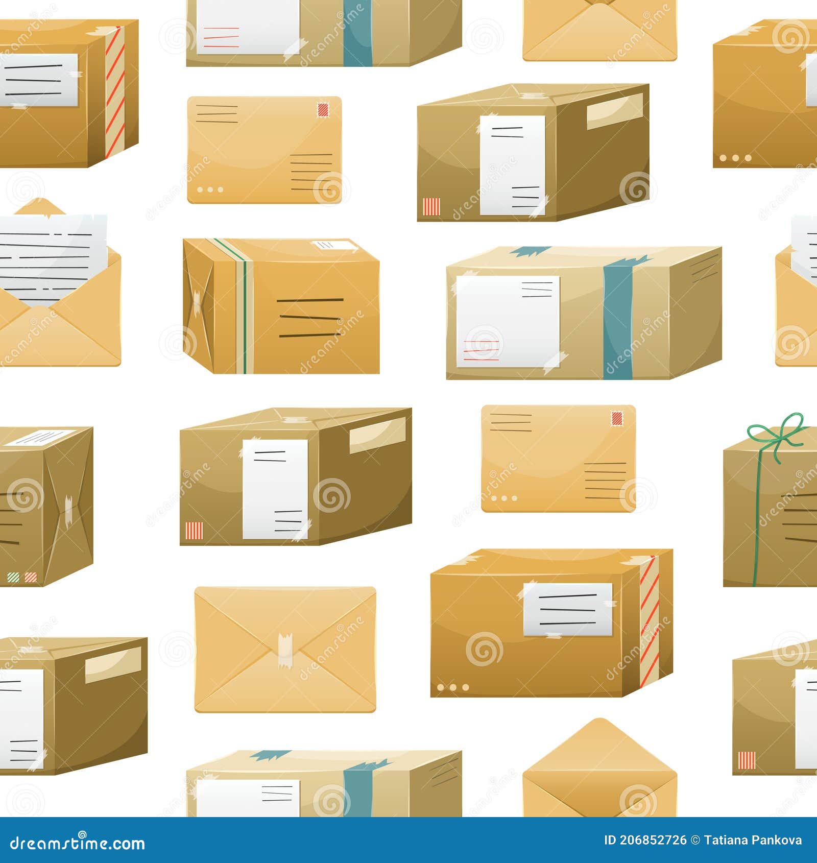 A Seamless Pattern with Postal Parcels in a Boxes with a Delivery ...