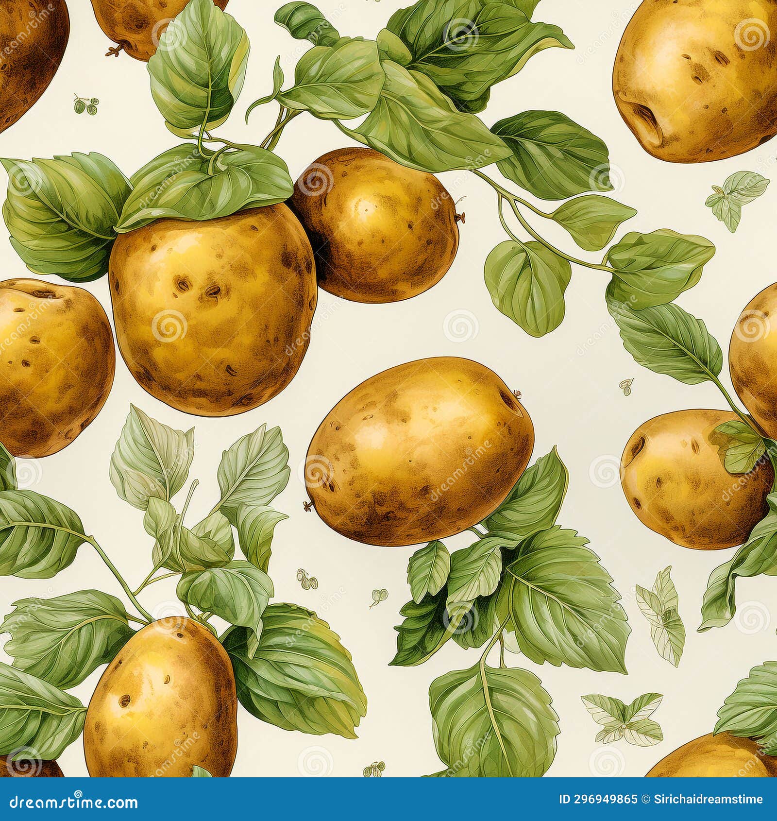 Seamless Pattern Potato , Watercolor , AI Generated Stock Illustration ...