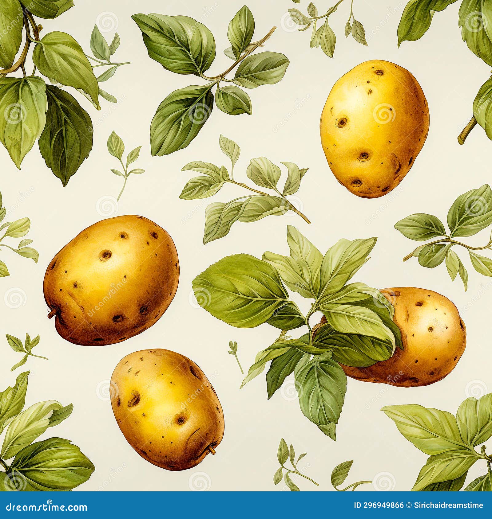 Seamless Pattern Potato , Watercolor , AI Generated Stock Illustration ...