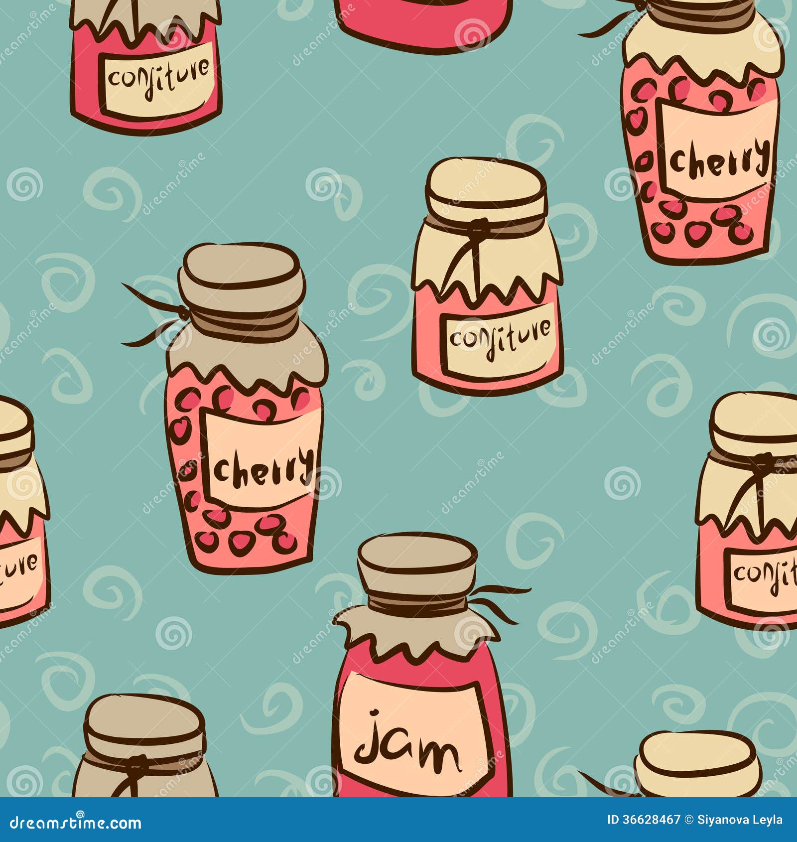 Seamless Pattern with Pots of the Jam Stock Vector - Illustration of ...