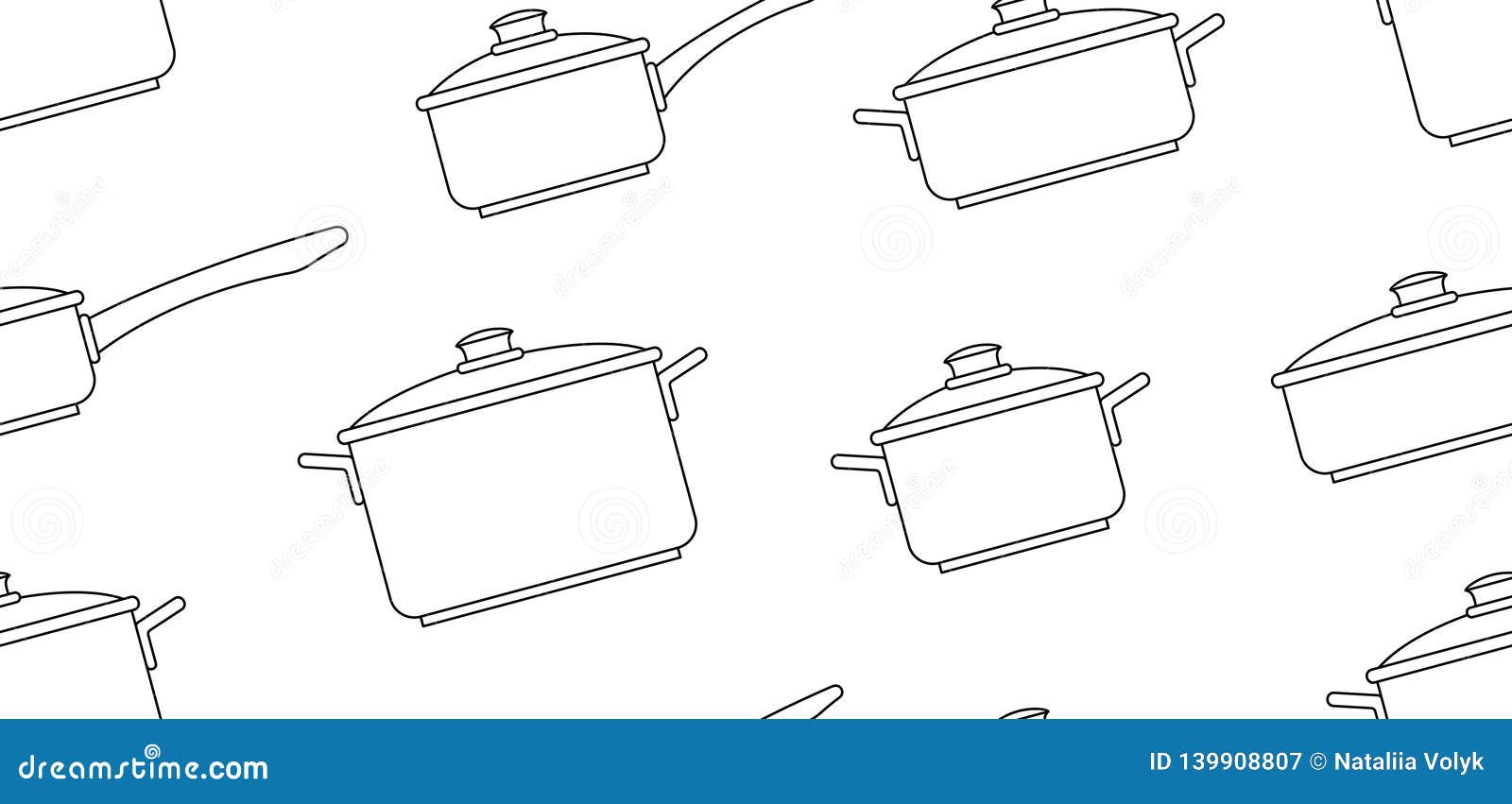 Seamless Pattern with Pots and Pans Stock Vector - Illustration of ...