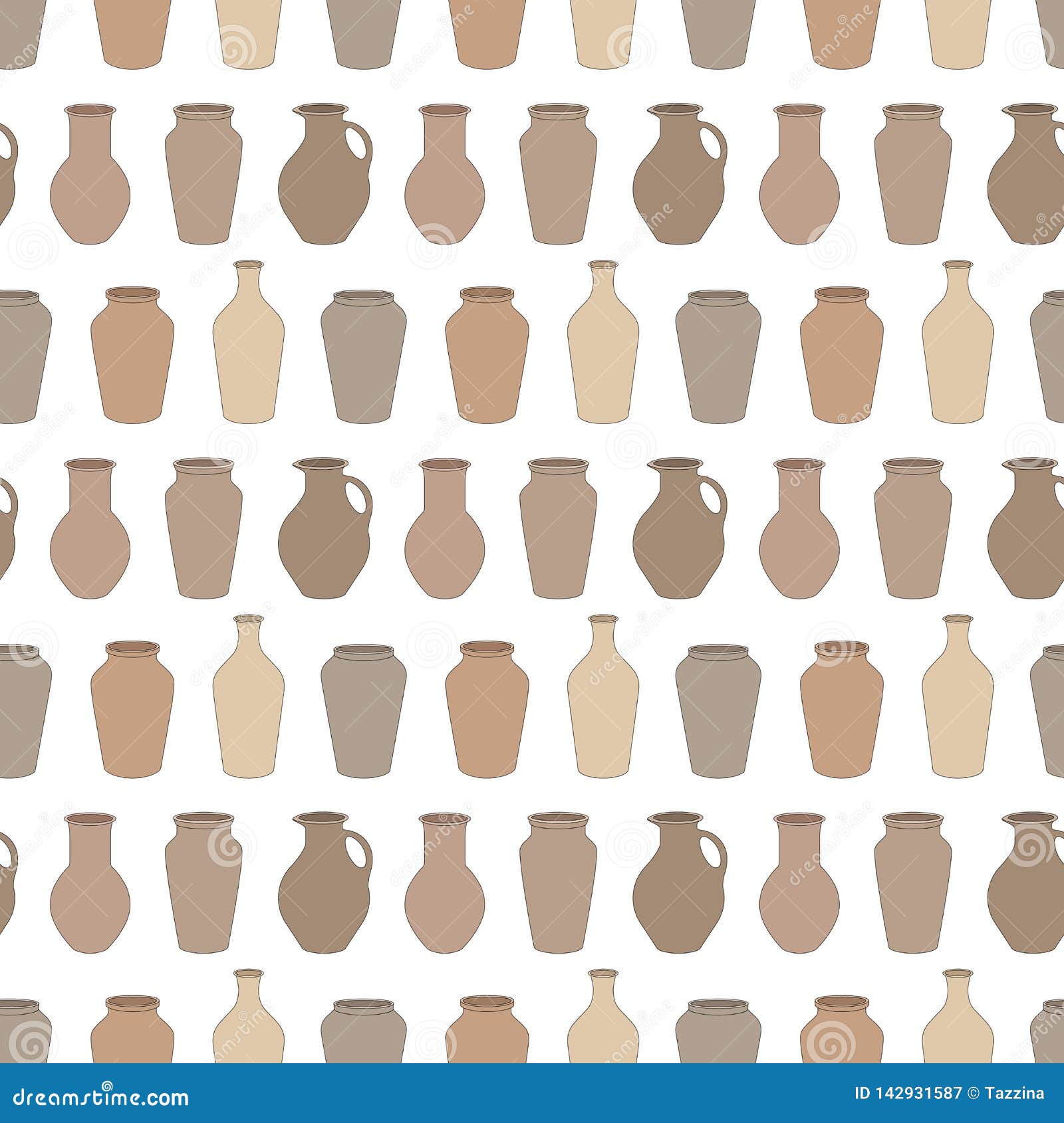 Seamless Pattern with Pottery on White Background Stock Vector ...