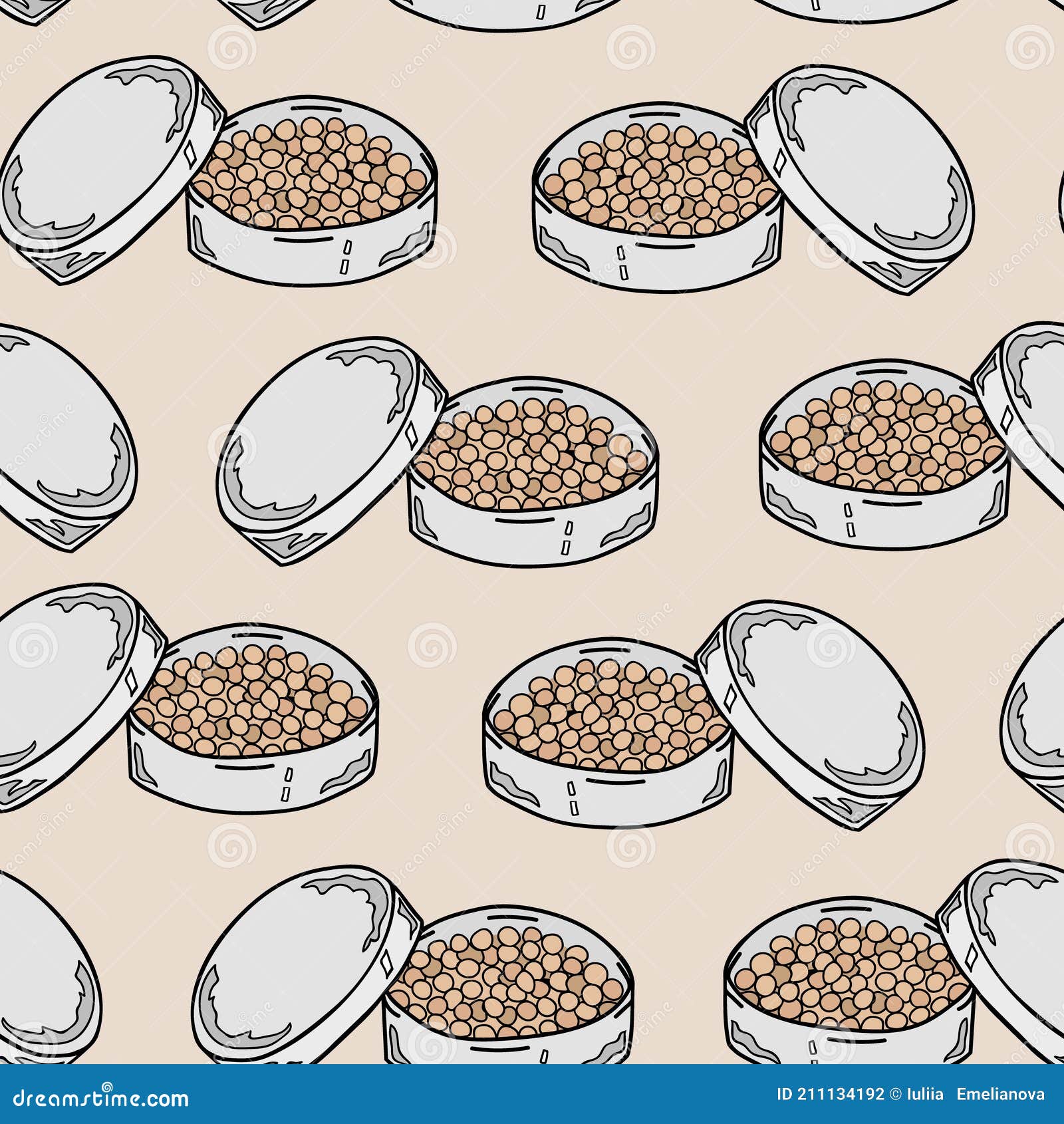 Seamless Pattern of Powder. Beige Background. Hand Drawing. Vector ...