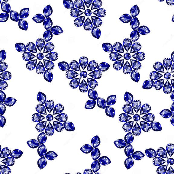 Seamless Pattern with Precious Gem Sapphire Stock Vector - Illustration ...