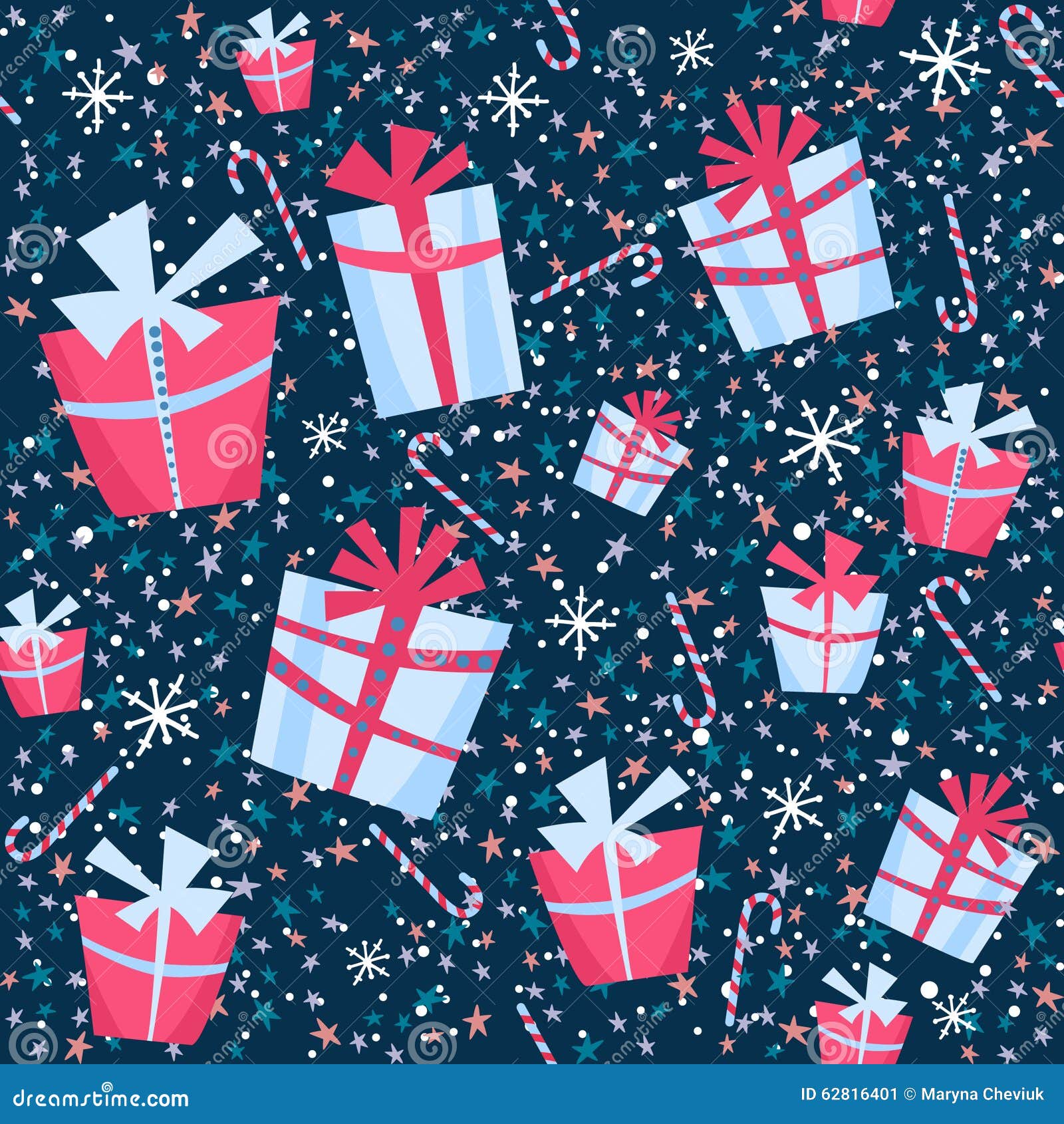 Seamless Pattern with Present Boxes. Vector Stock Illustration ...