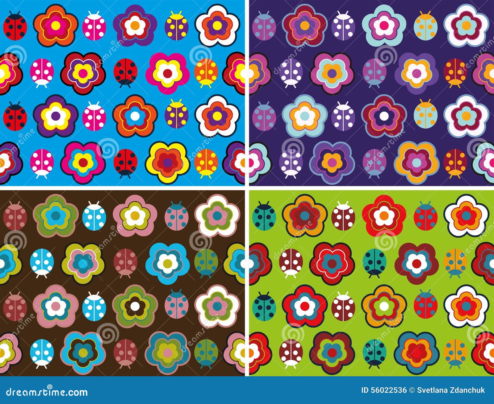 Seamless Pattern with Pretty Flowers on Different Stock Vector ...