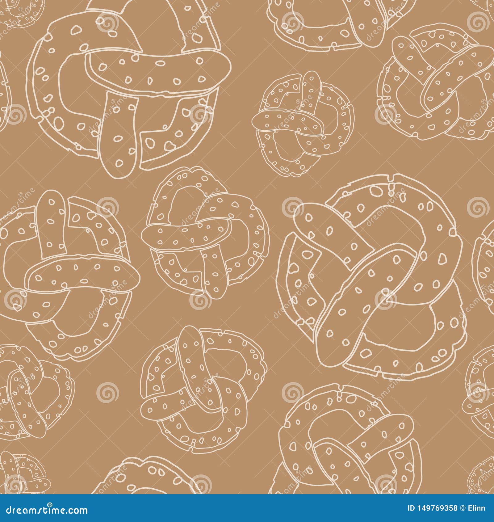 Seamless Pattern with Pretzel Outline Illustration Stock Vector ...