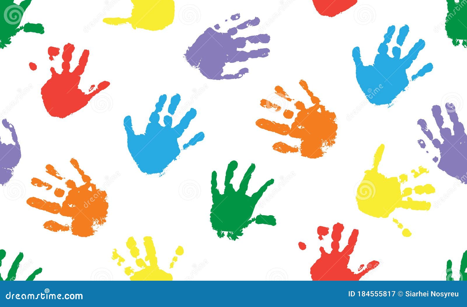 Seamless Pattern of Print of Baby Palms of Hands. Vector Illustration ...