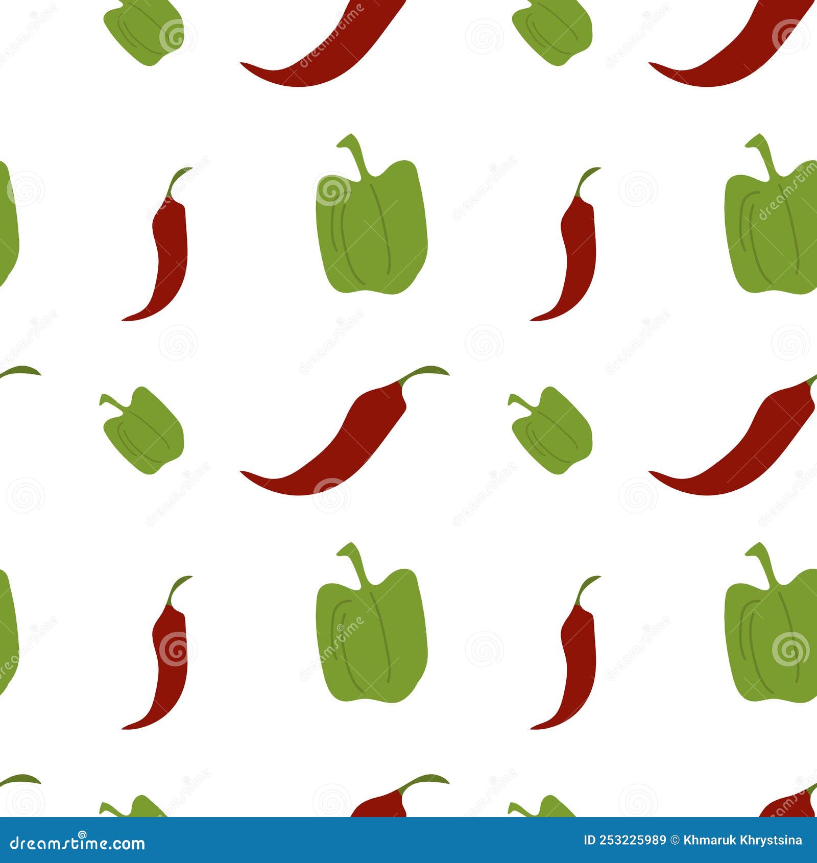 Seamless Pattern with Colored Line Icons Red Hot Pepper and Green ...