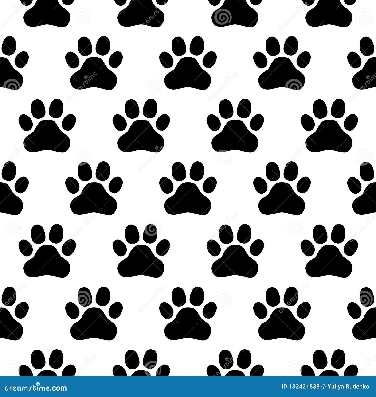 Seamless Pattern of Print of Dogs Paws on a White Background Stock ...