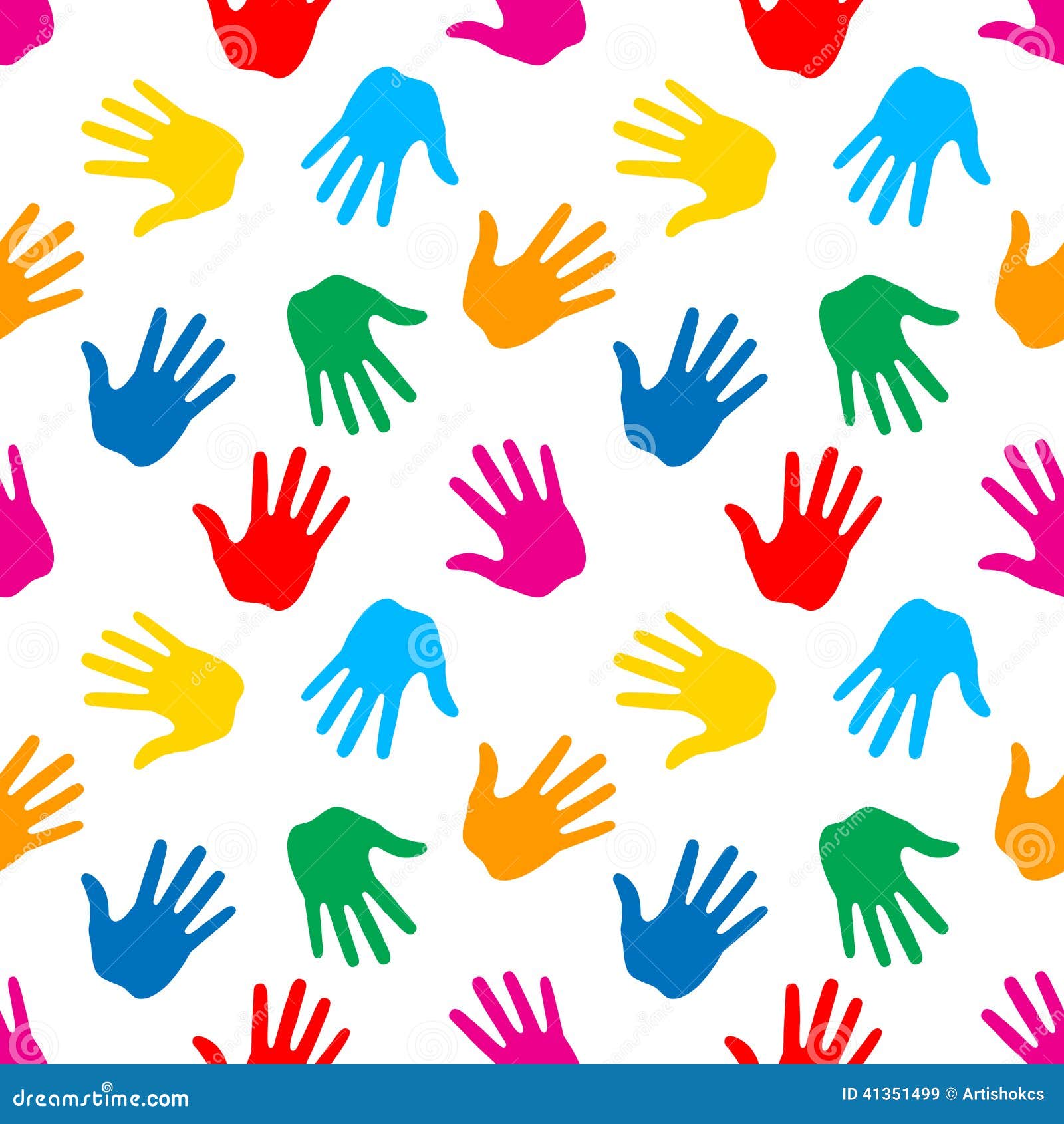 Seamless Pattern. Print of Hands Stock Vector - Illustration of green ...