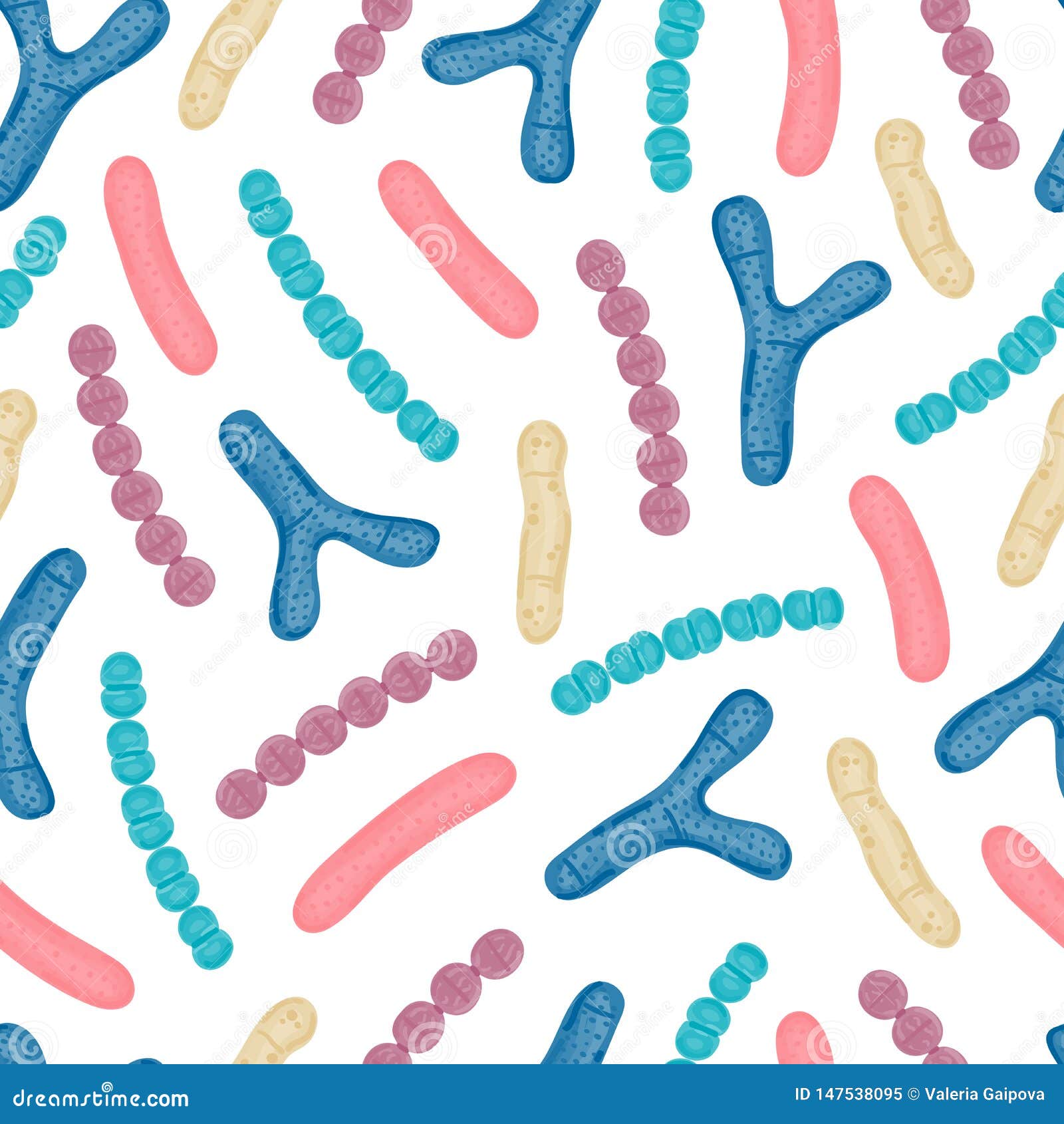 Seamless Pattern with Probiotics. Bifidobacterium, Lactobacillus ...