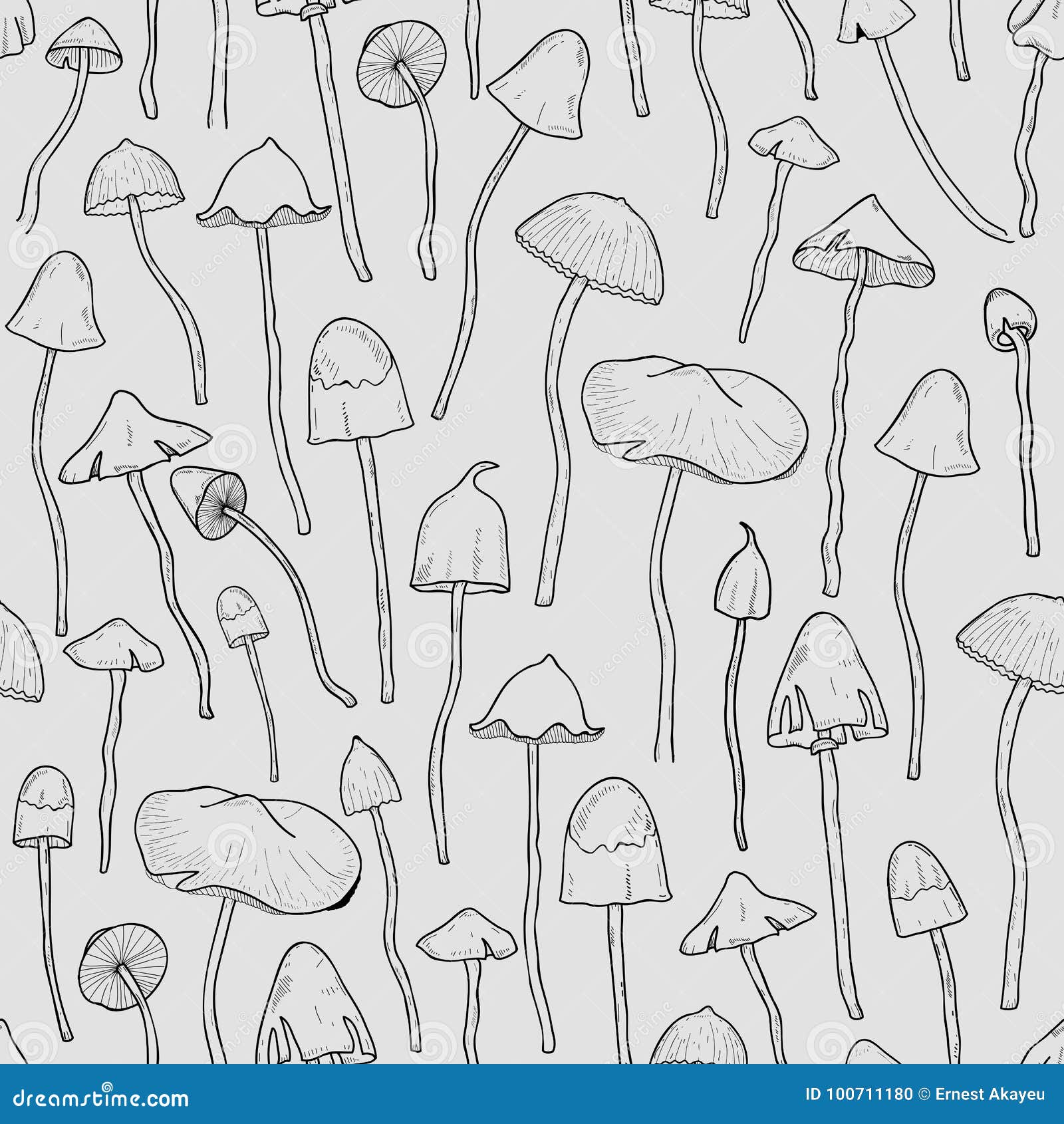 Seamless Pattern with Psilocybin or Hallucinogenic Magic Mushrooms ...