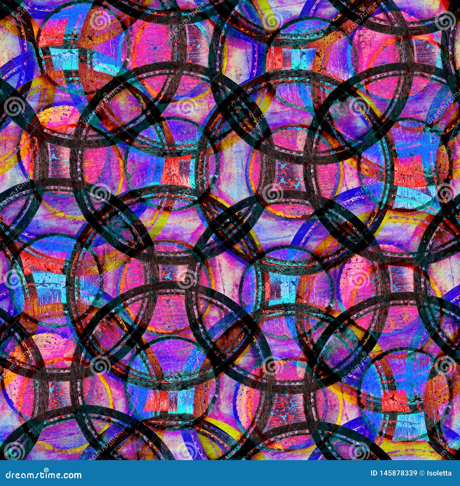 Seamless Pattern. Psychedelic Bright Citrcle Shape Background ...