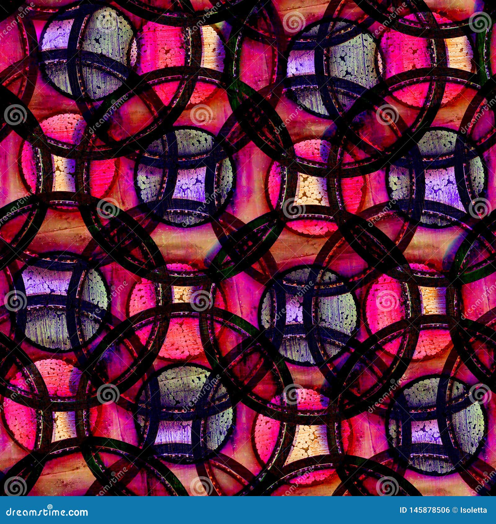 Seamless Pattern. Psychedelic Bright Citrcle Shape Background Stock ...