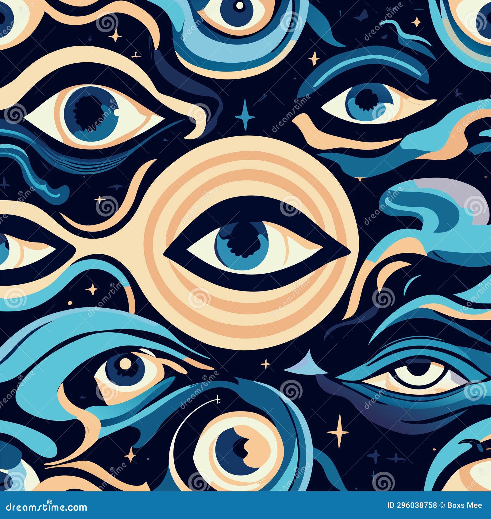 Seamless Pattern with Psychedelic Eyes. Psychedelic Background Stock ...