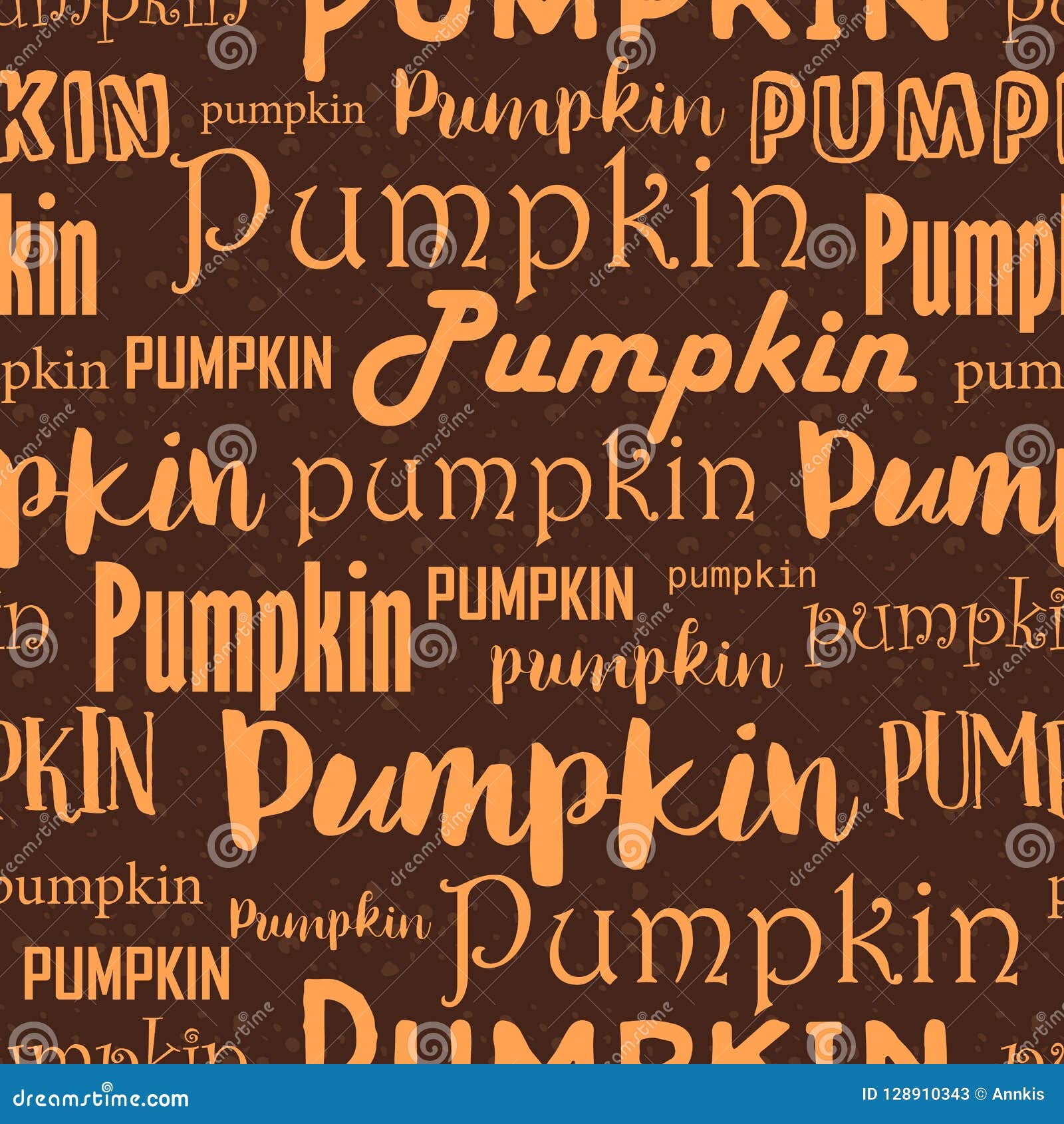 Seamless Pattern with Pumpkin Word in Different Styles. Ornament for ...