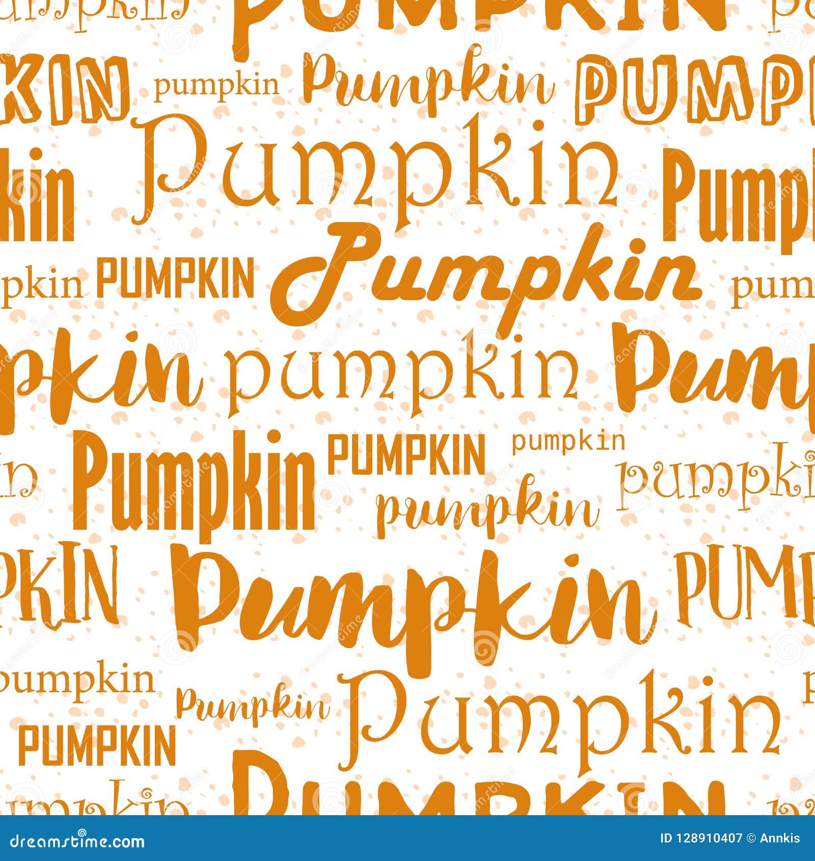 Seamless Pattern with Pumpkin Word in Different Styles. Ornament for ...