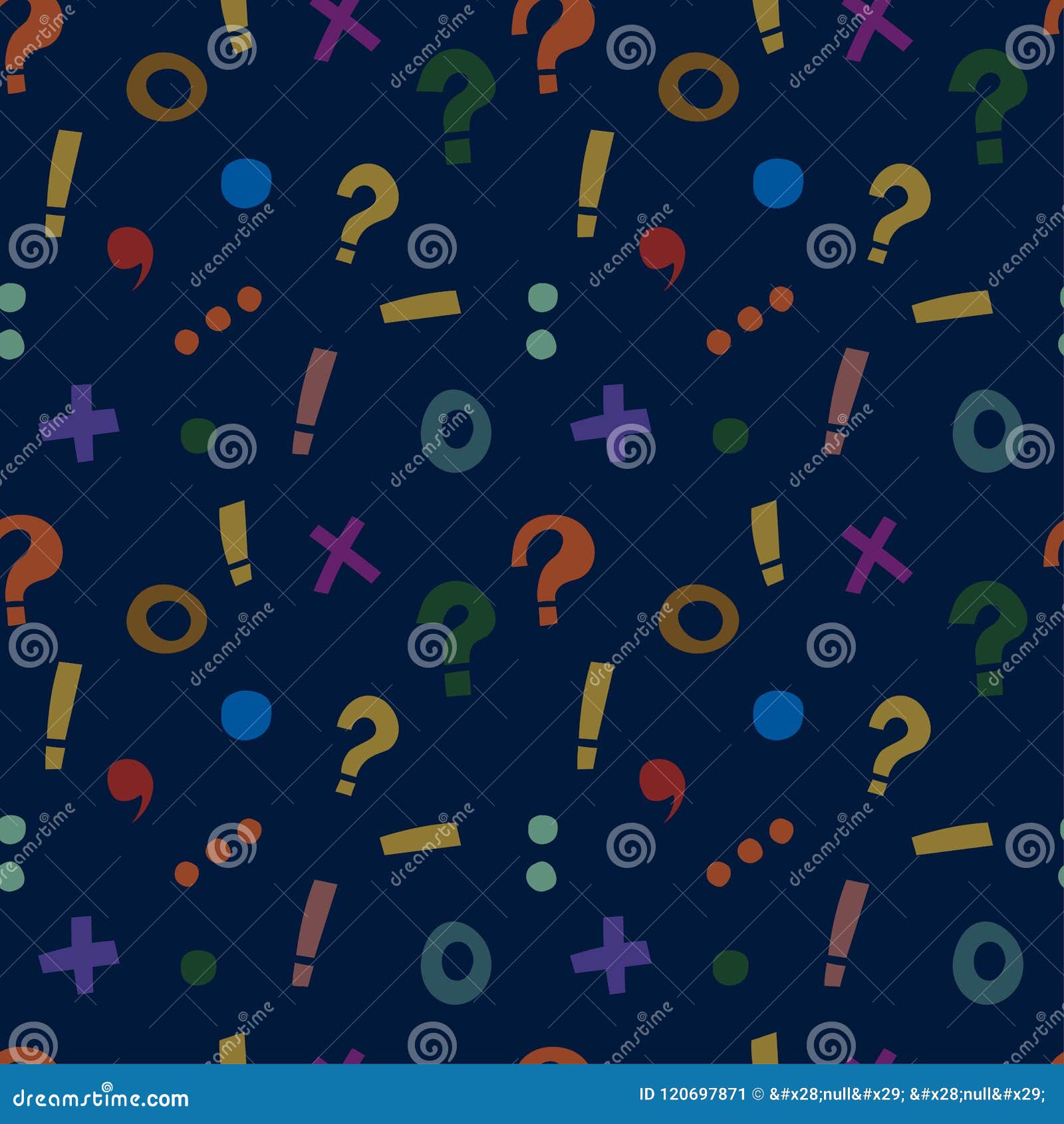 Vector Pattern with Punctuation Marks and Mathematical Signs on a Blue ... Vector Pattern with Punctuation Marks and Mathematical Signs on a Blue ...