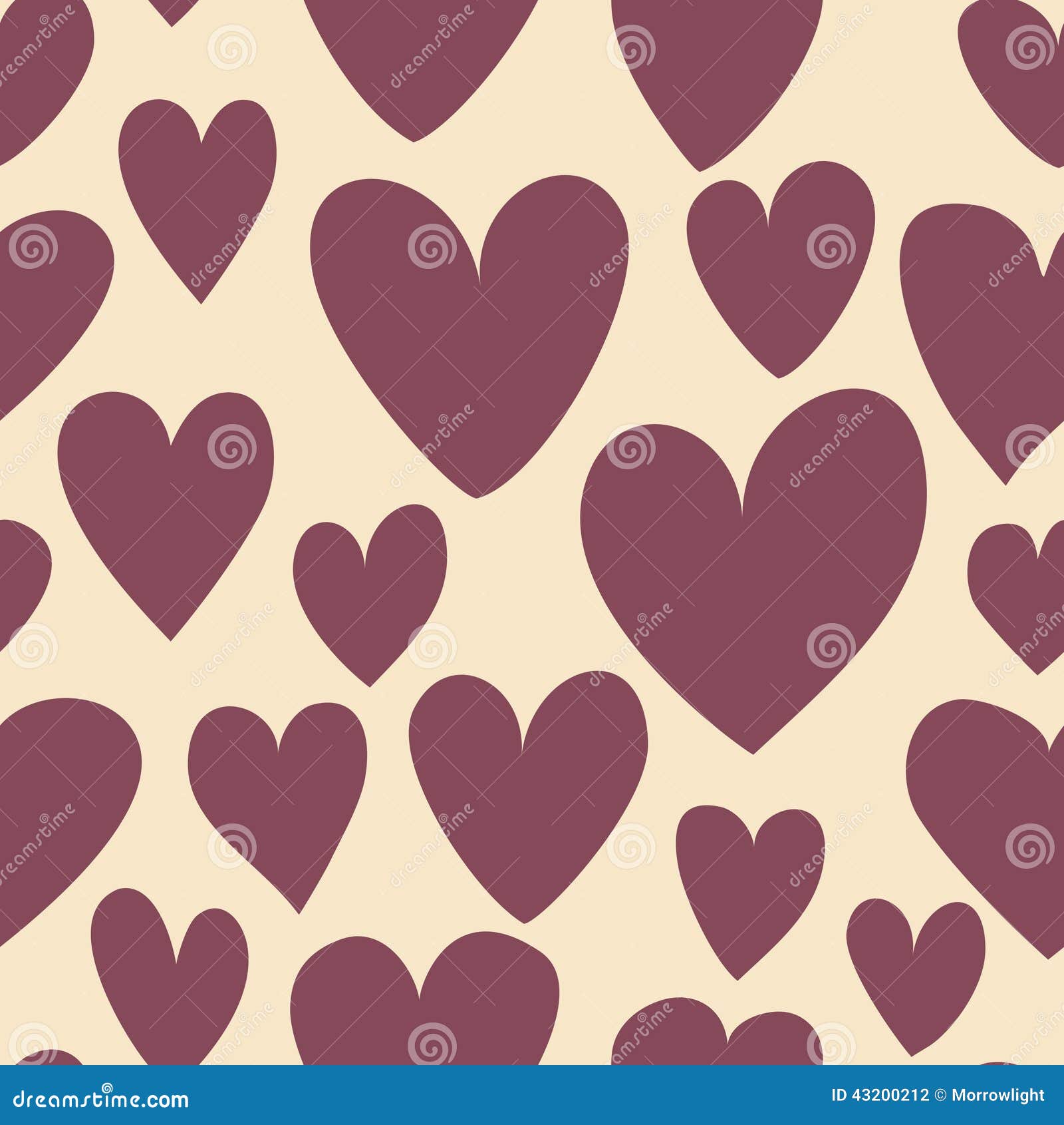 Seamless Pattern of Purple Hearts Stock Vector - Illustration of ...