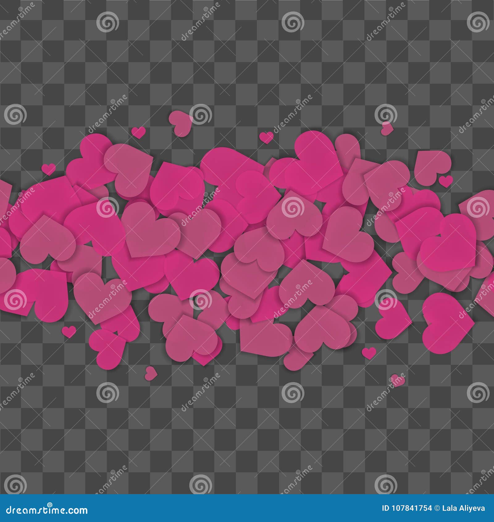 Seamless Pattern with Purple Hearts on Transparent Background. Vector ...