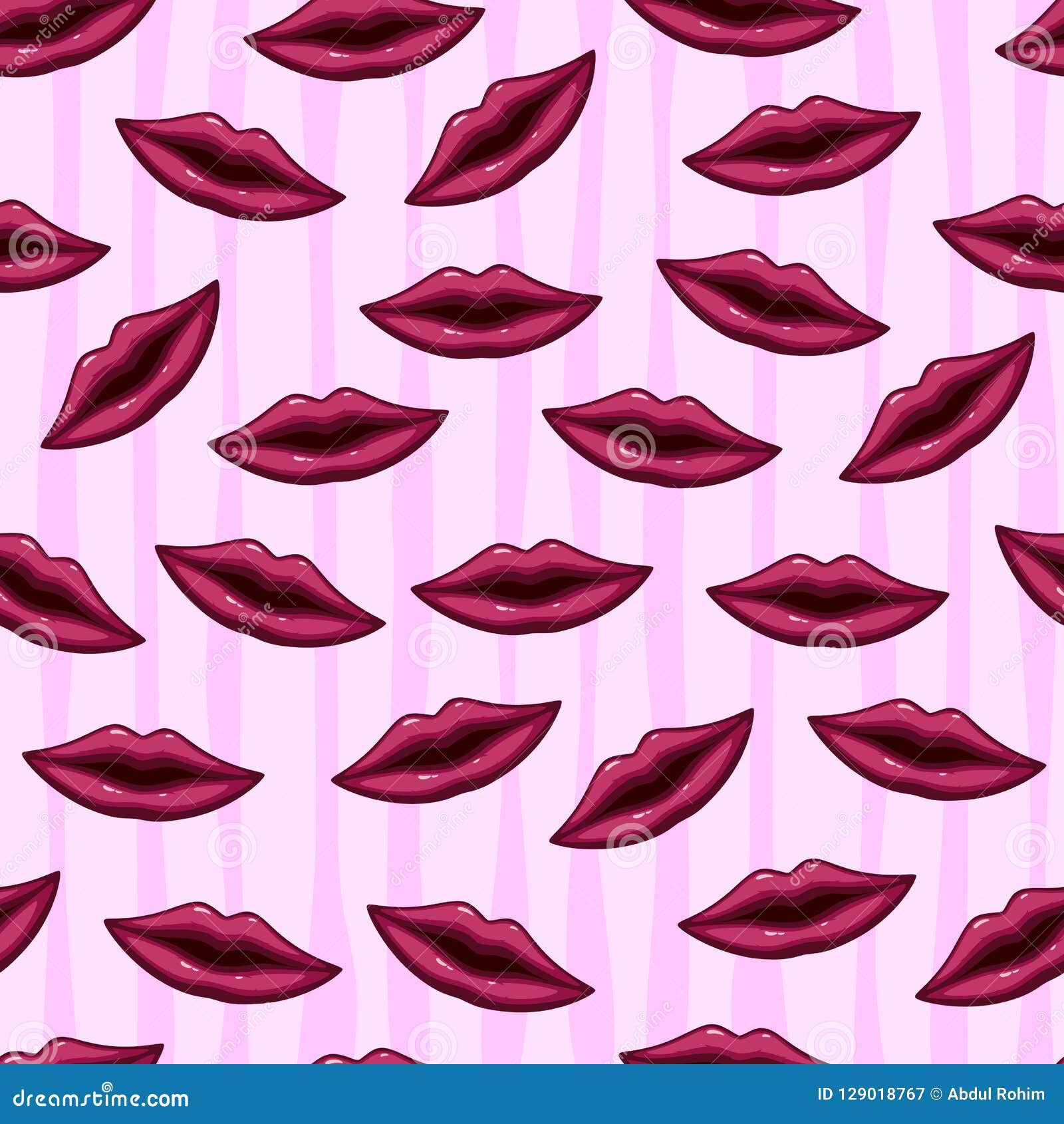 Seamless Pattern Purple Lips On White Background Stock Illustration ...