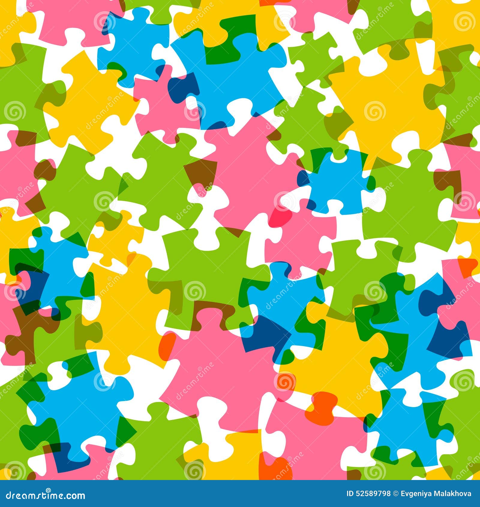 Seamless Pattern with Puzzle Stock Vector - Illustration of seamless ...