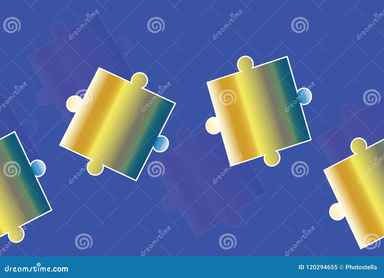 Seamless Pattern with Puzzle Pieces on Blue Background Stock Vector ...