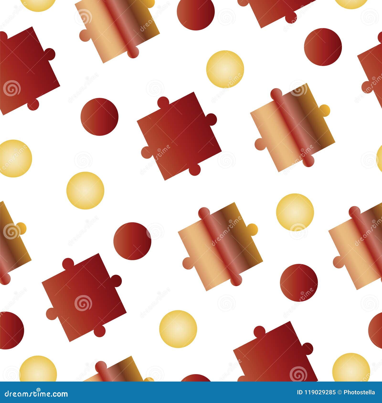 Seamless Pattern with Puzzle Pieces in Red and Brown Colors Stock ...
