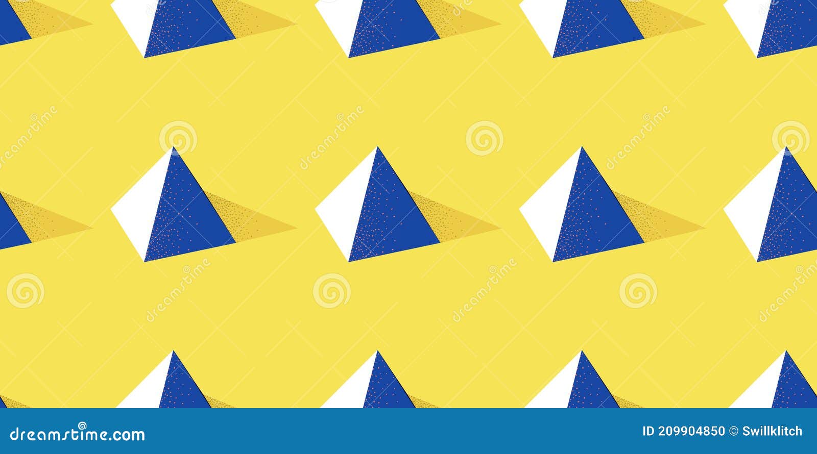 Seamless Pattern with Pyramid Shape on Yellow Background in Modern ...