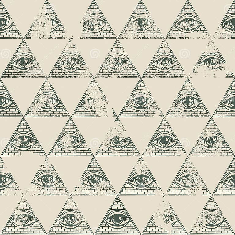 Seamless Pattern with Pyramids and All-seeing Eye Stock Vector ...