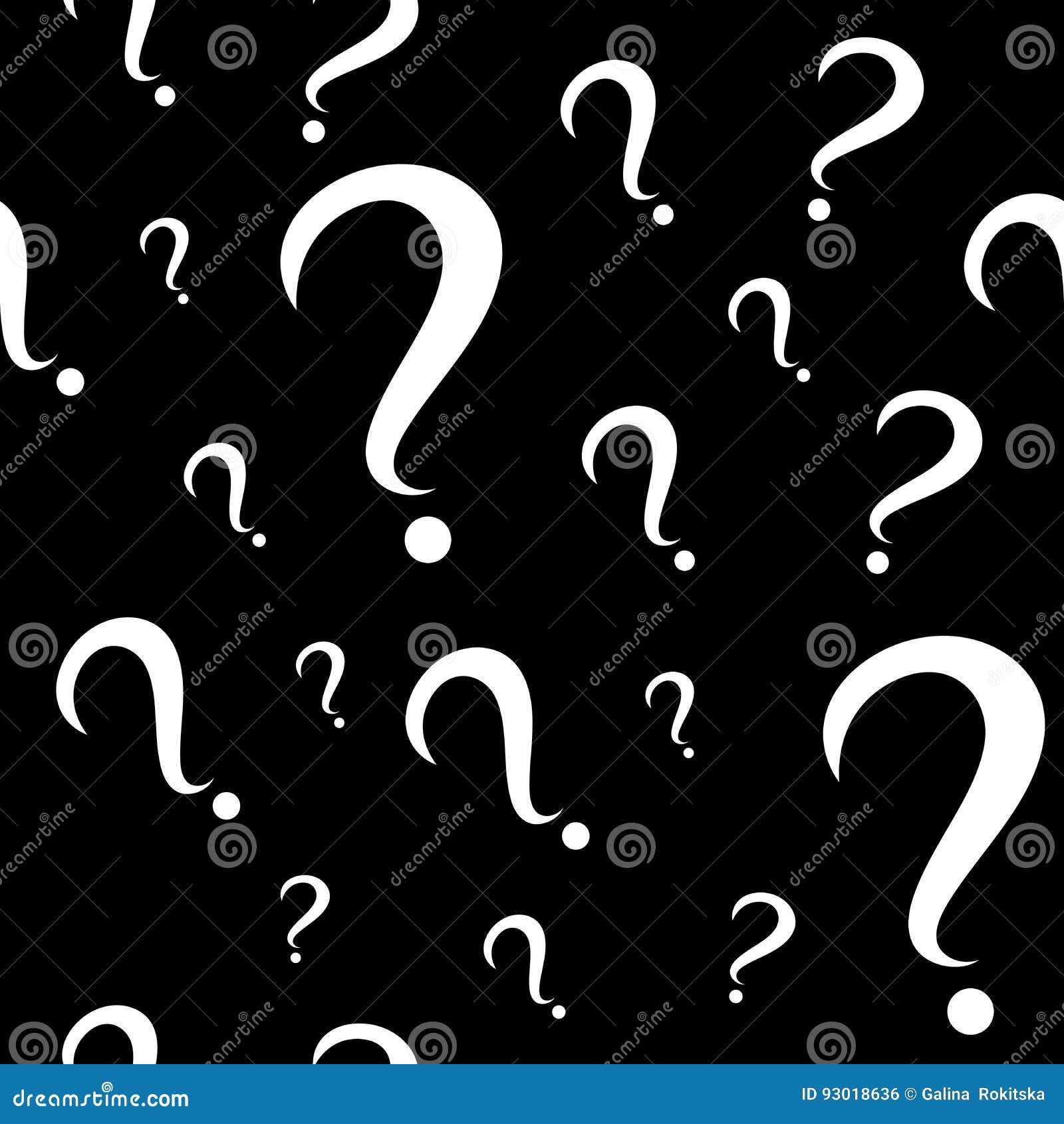 Seamless Pattern with Question Marks. Different Sizes. Black Background ...