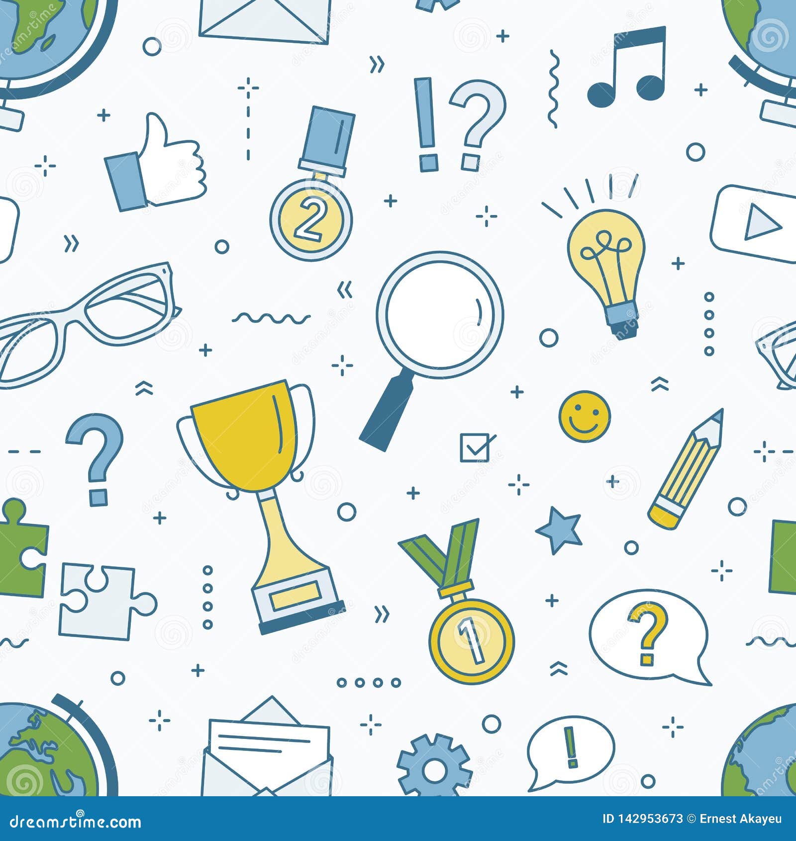 Seamless Pattern with Quiz Tournament or Championship, Knowledge ...