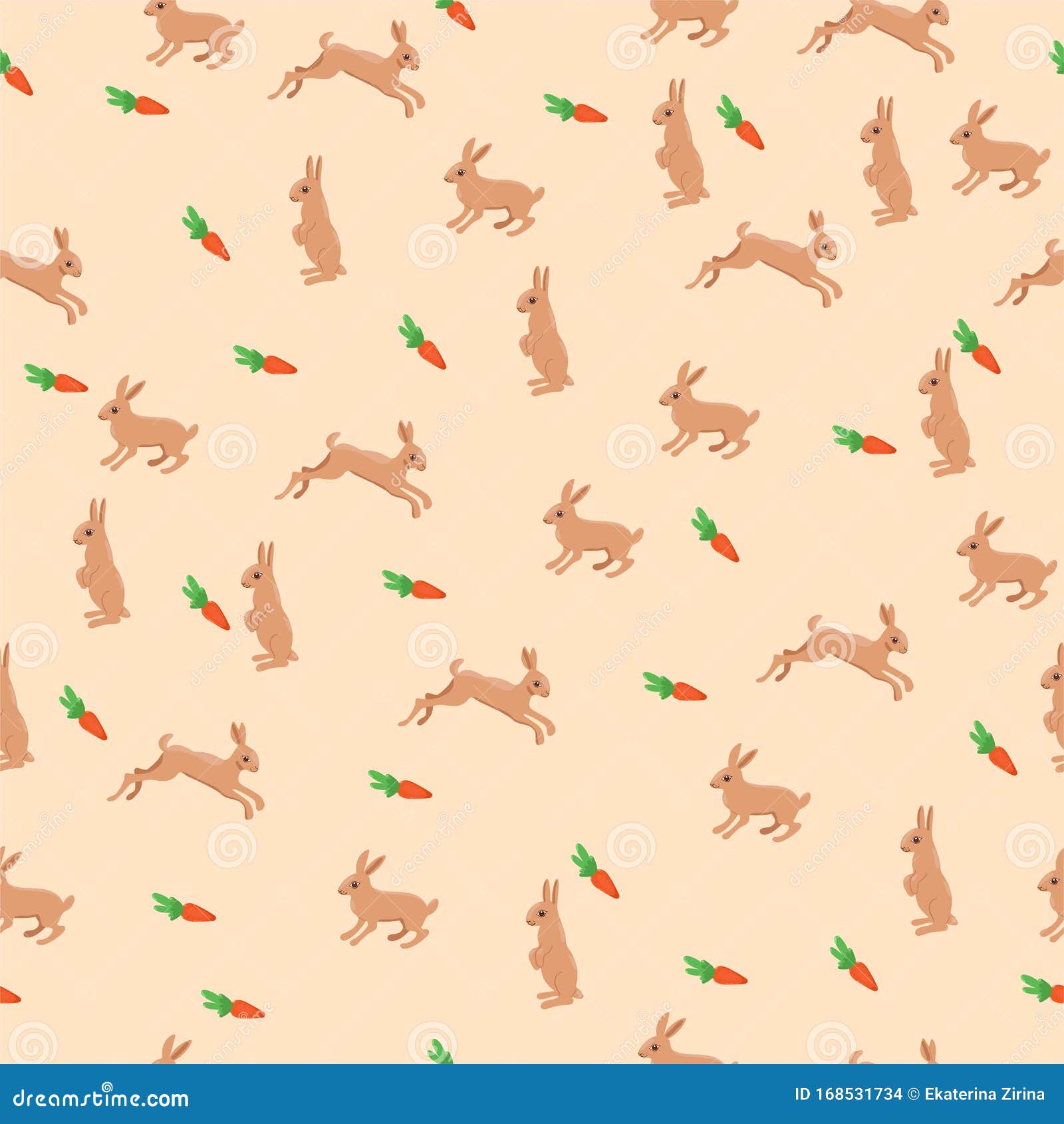 Seamless Pattern with Rabbits and Carrots. Vector Graphics Stock ...
