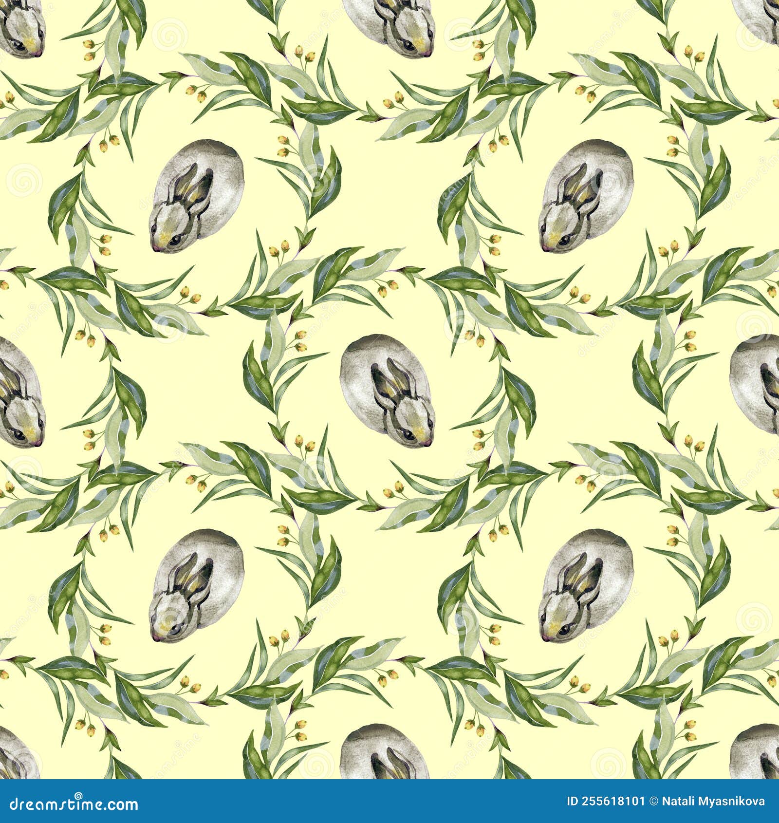 Seamless Pattern with Rabbits. Realistic Bunnies Digital Paper Stock ...
