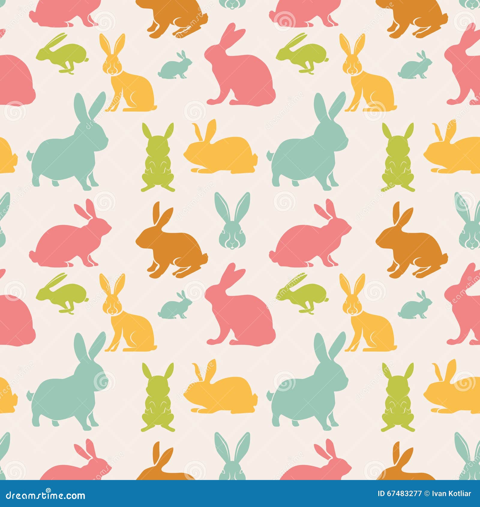 Seamless Pattern with Rabbits Stock Vector - Illustration of easter ...