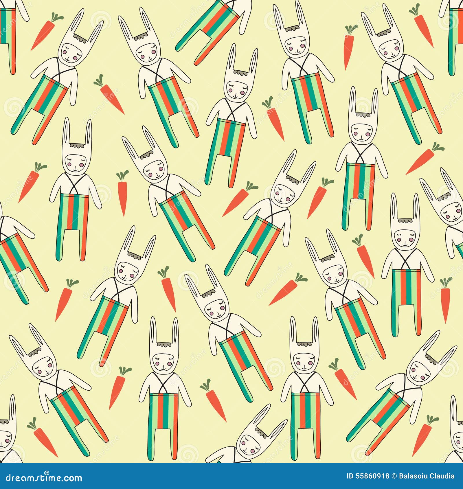 Seamless Pattern With Rabbits Stock Vector Illustration Of Seamless