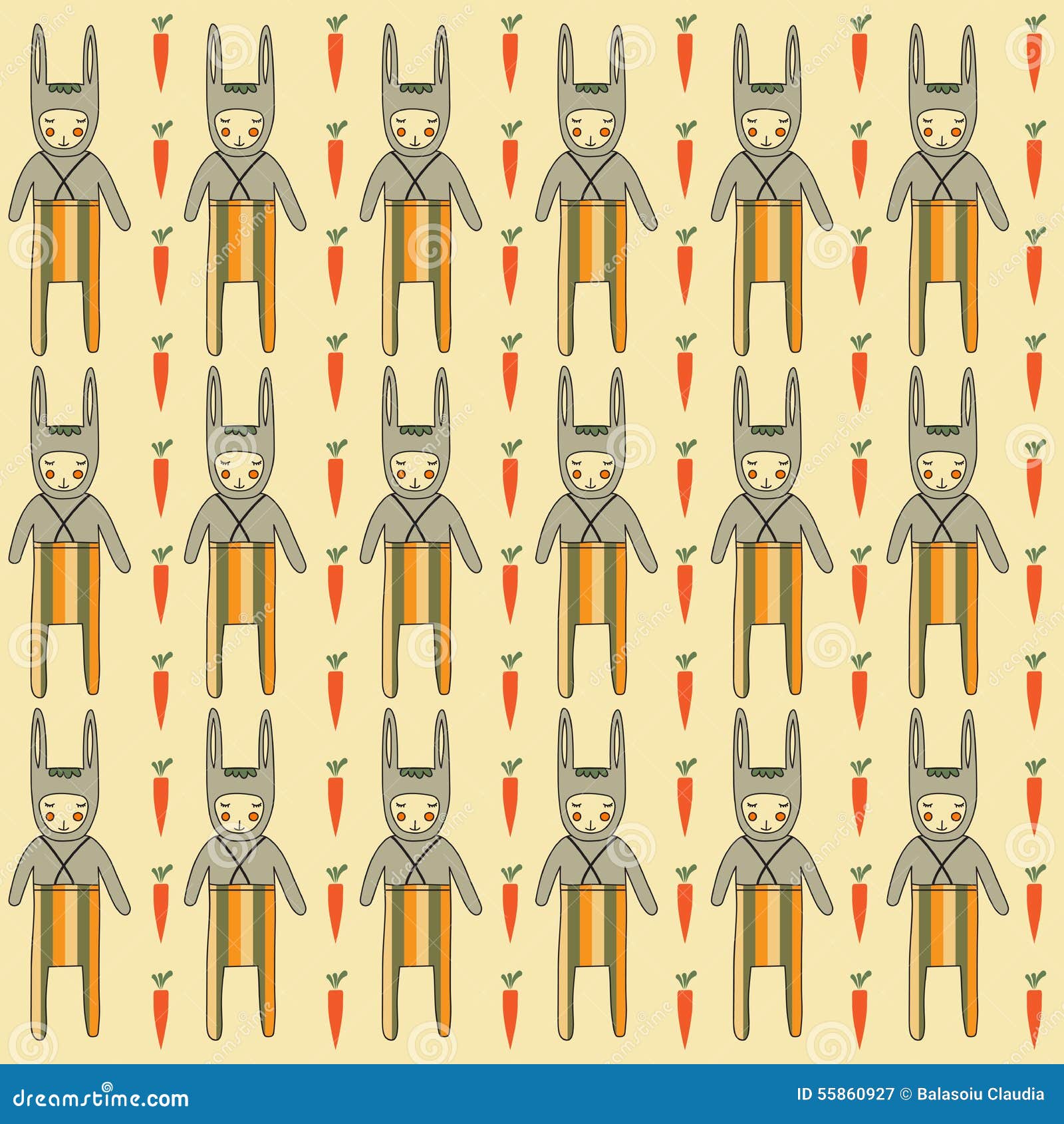 Seamless Pattern with Rabbits Stock Vector - Illustration of cartoon ...