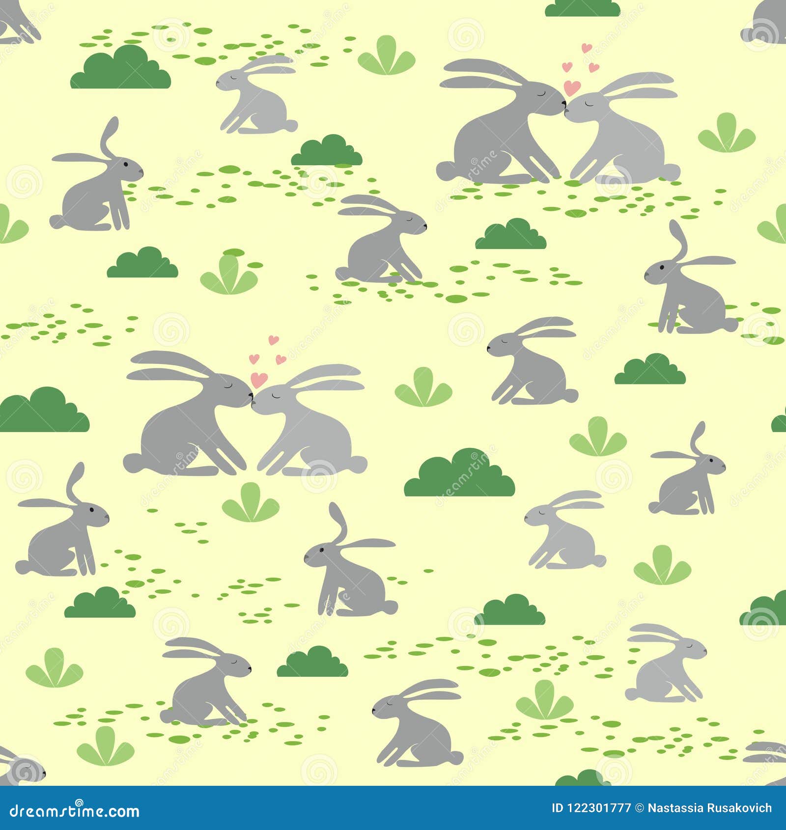 Seamless Pattern with Rabbits. Stock Vector - Illustration of design ...